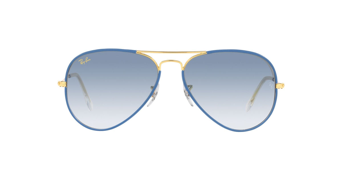 RB 3025 Ray-Ban Aviator Full Color Light Blue On Legend Gold / Clear G ...